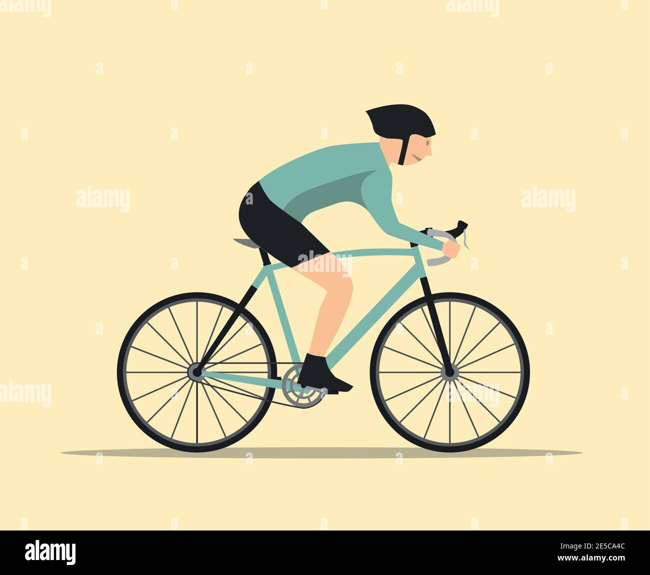 Flat cyclist illustration. Moving biker. Man on the bicycle Stock ...