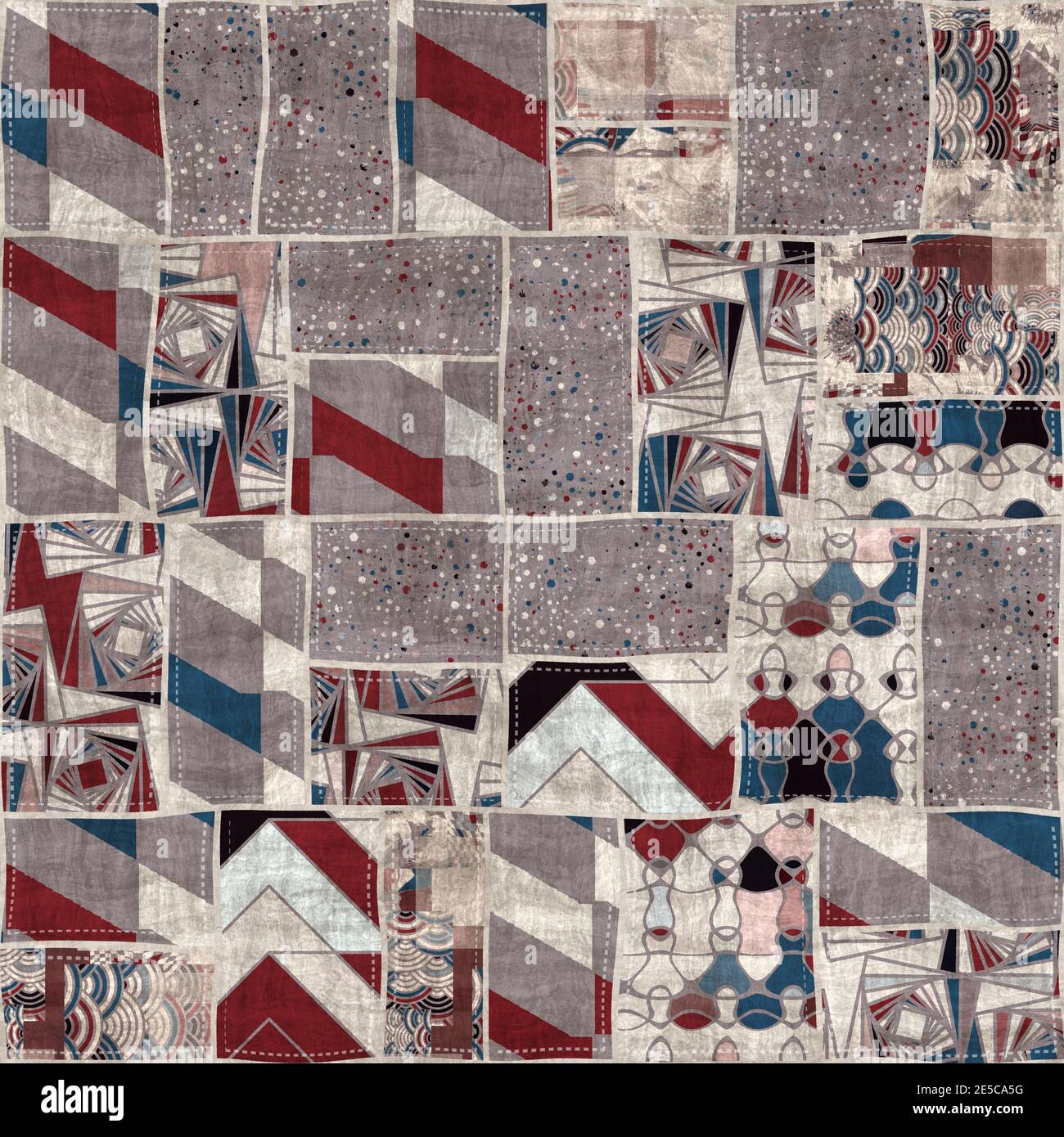 Seamless patchwork collage mix quilt pattern print Stock Photo - Alamy