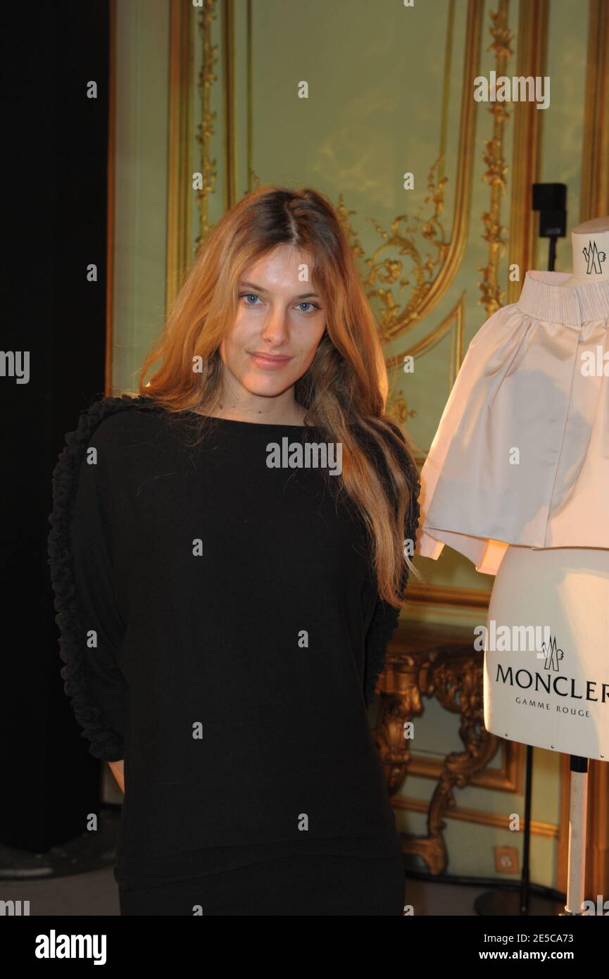 Model Sara Brajovic poses as she attends the presentation of 'Moncler ...