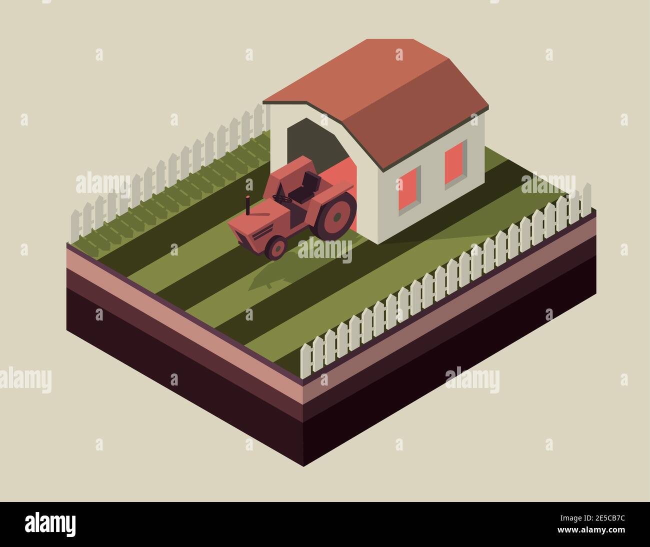 Isometric vector element of farm with tractor Stock Vector Image & Art ...