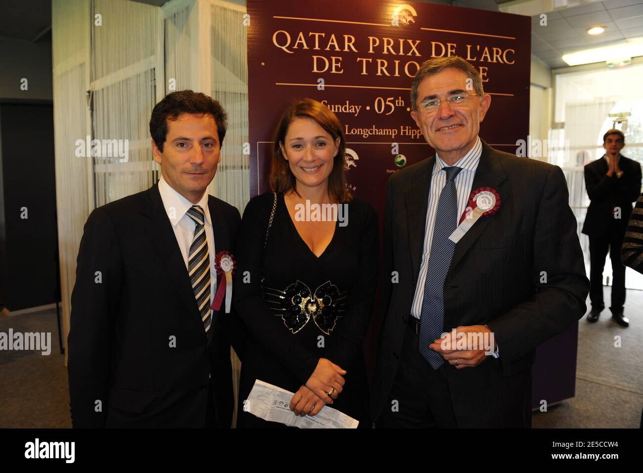 Daniela Lumbroso and Eric Ghebali (L) and Suez CEO Gerard Mestrallet ...