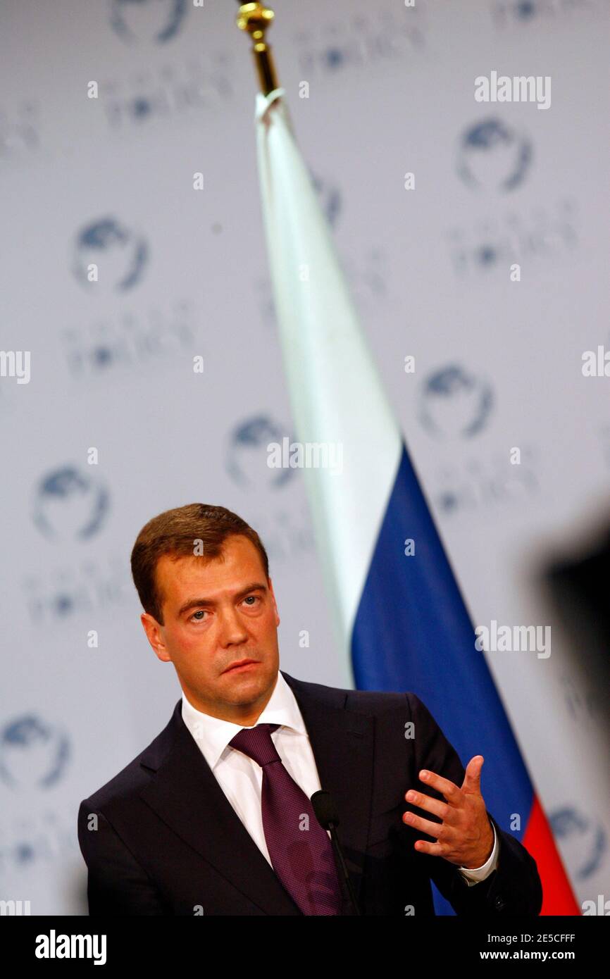 Russian President Dimitry Medvedev attending the first World Policy ...