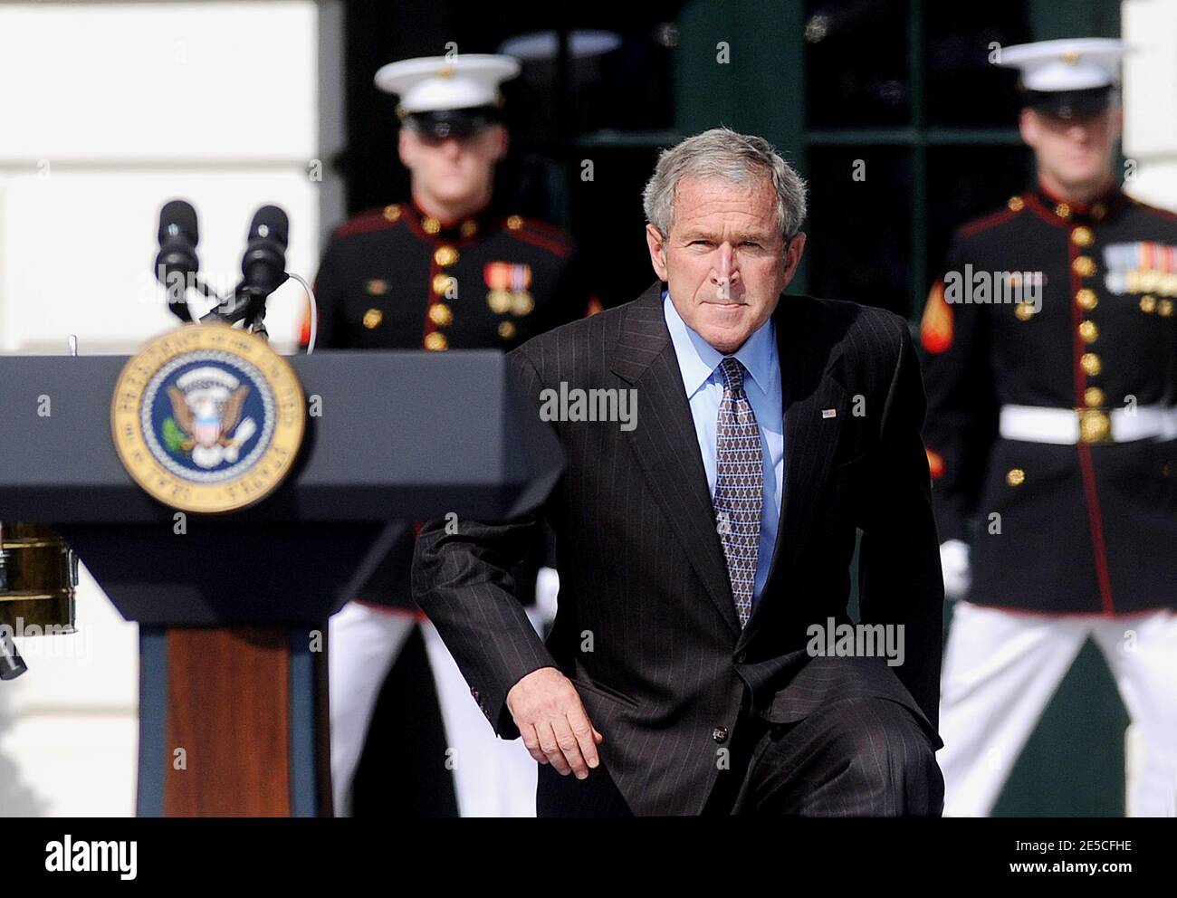 US President George W. Bush walks to the podium for a Hispanic Heritage ...