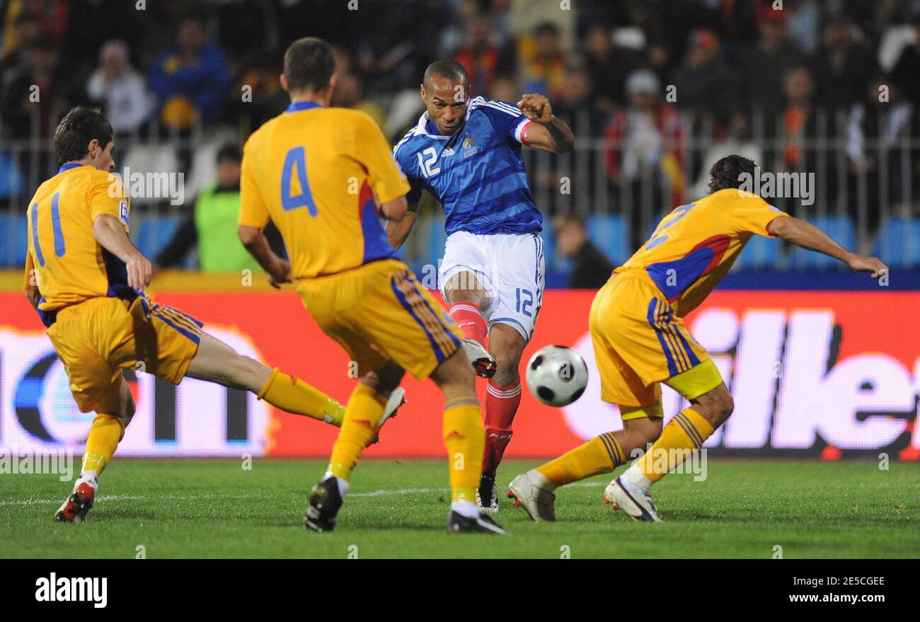 France's Thierry Henry takes a free kick during World Cup Qualifying ...