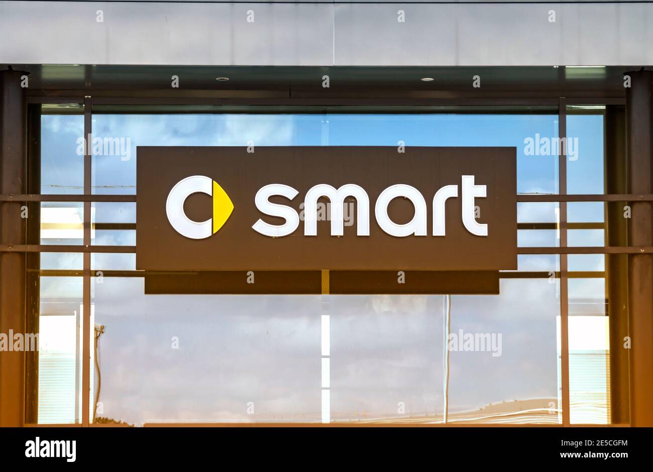 Nurnberg, Germany: A Smart Fortwo car exhibited in front of the ...