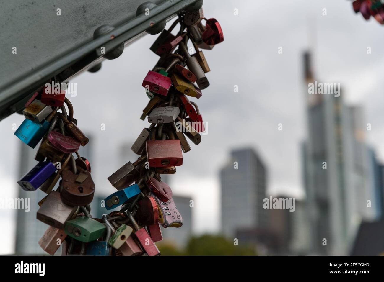 Padlocks on the Love Lock Bridge (Eiserner Steg, Iron Bridge) in ...