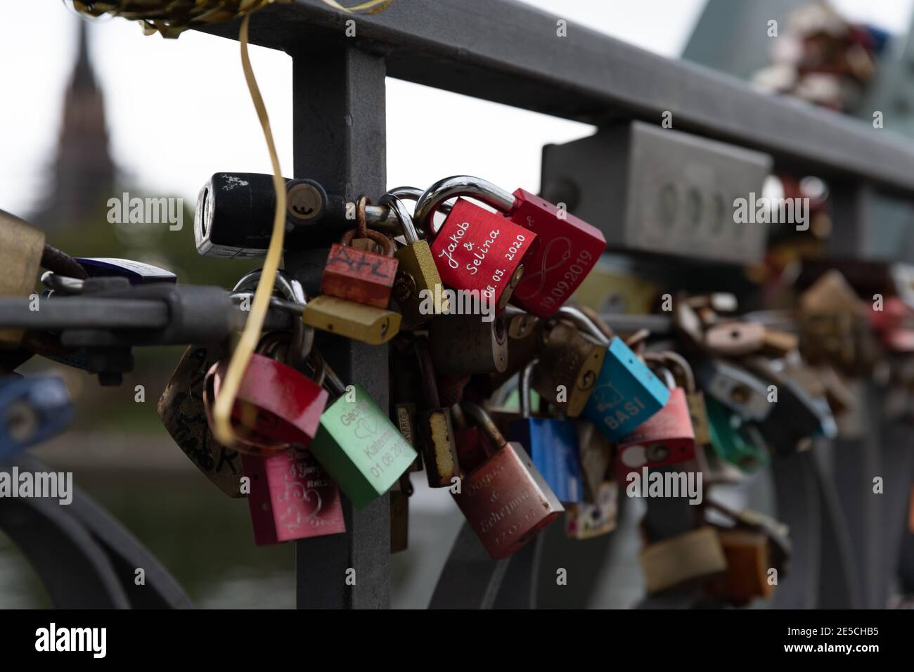 Padlocks on the Love Lock Bridge (Eiserner Steg, Iron Bridge) in ...
