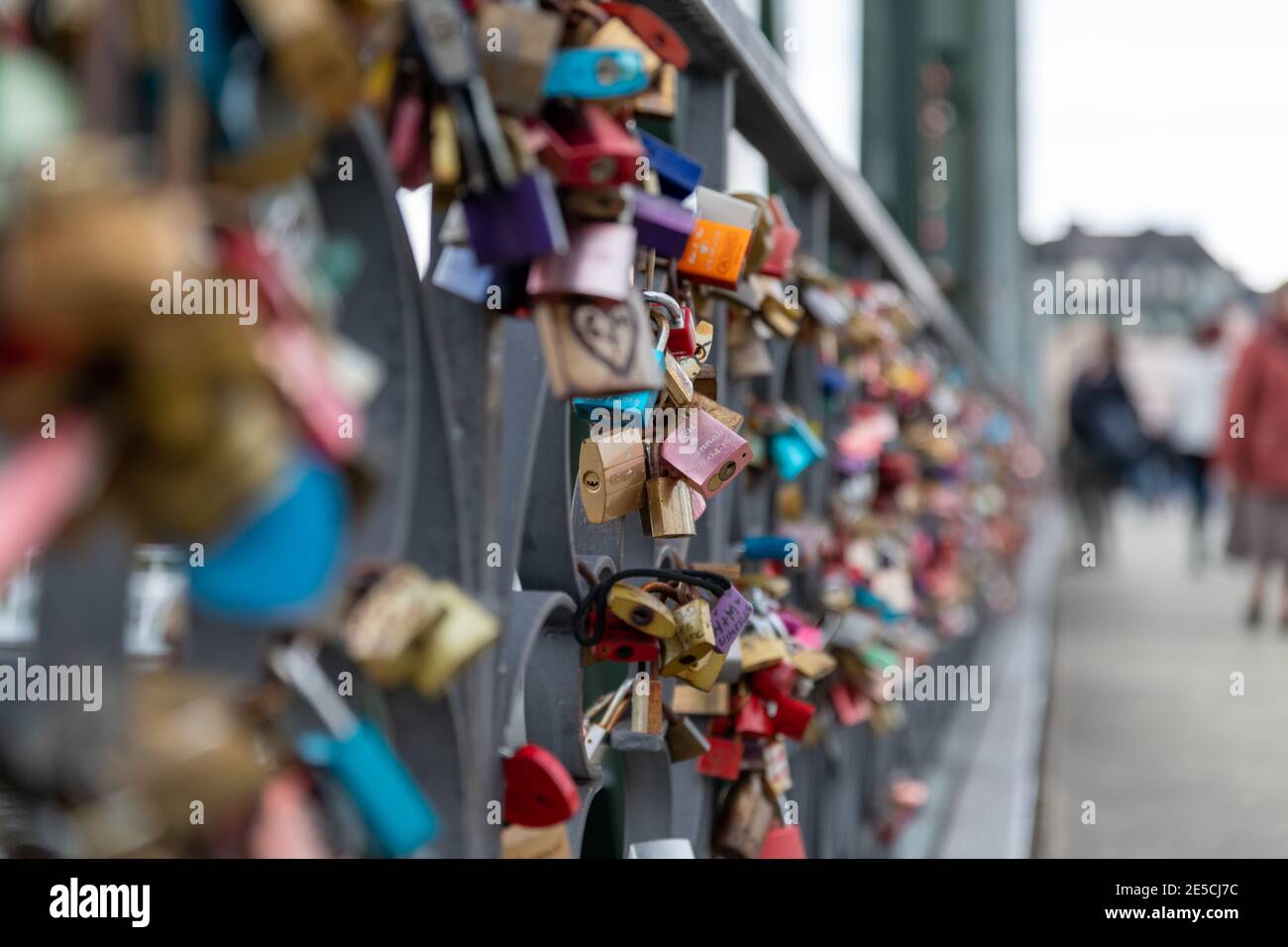 Padlocks on the Love Lock Bridge (Eiserner Steg, Iron Bridge) in ...