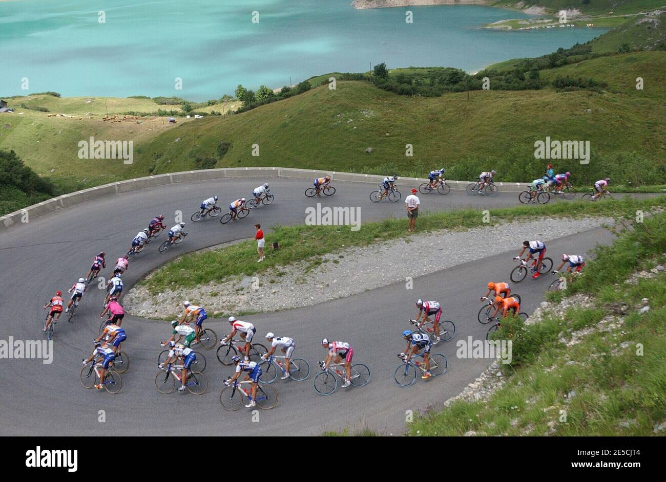 pack in the moutain, during the stage Aime La Plagne/Cluses, Tour de ...