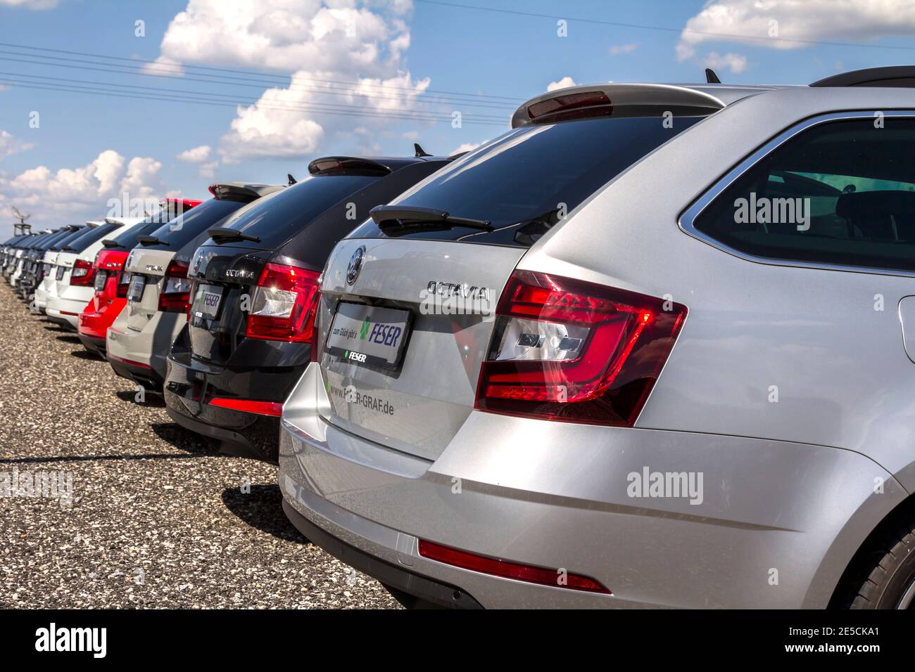 Furth, Germany : Skoda logo on a car dealer in Bavaria. Skoda is a ...