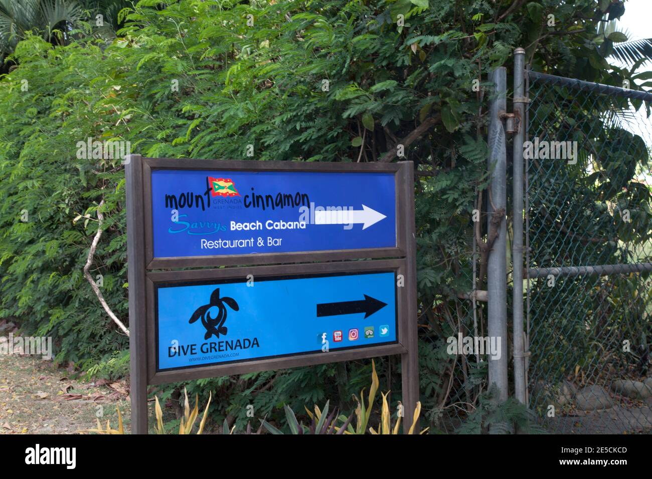 signs for mount cinnamon beach bar and dive grenada grand anse beach ...