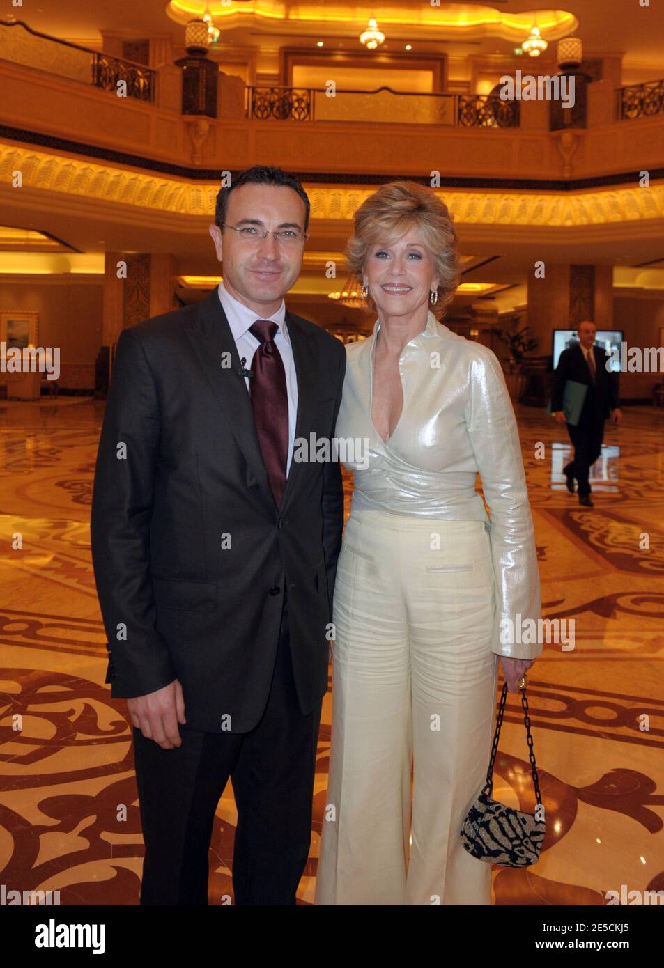 U.S. actress and activist Jane Fonda, seen with Cinema Verite Festival director Joel Soler at ...