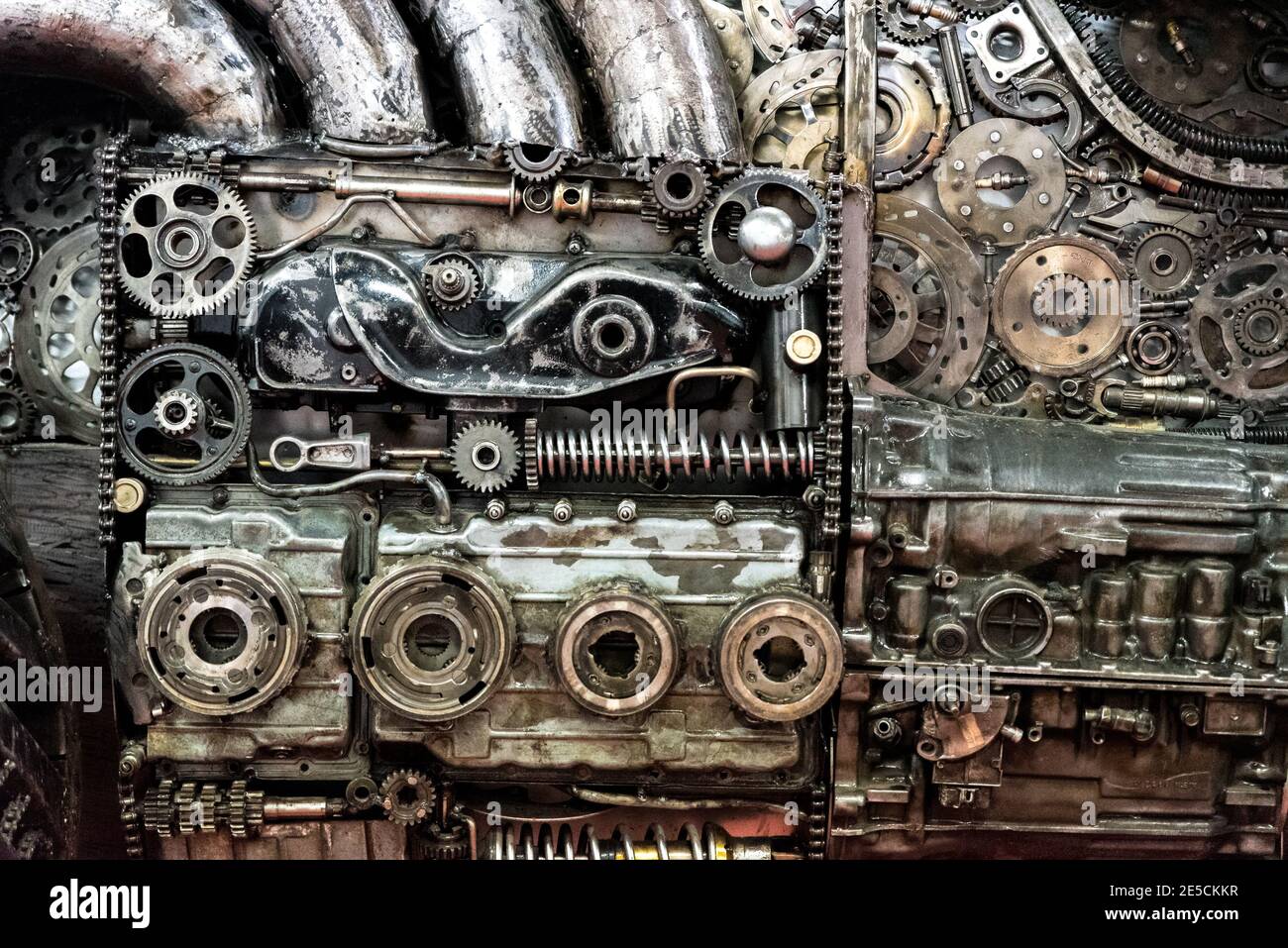 Industrial background with metal elements. Welded modes and elements of ...