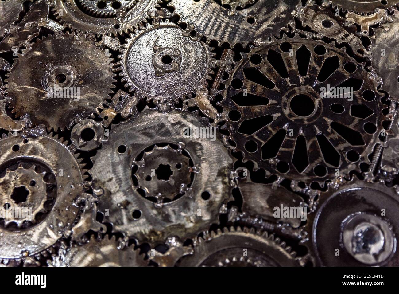 Industrial background with metal elements. Welded modes and elements of ...