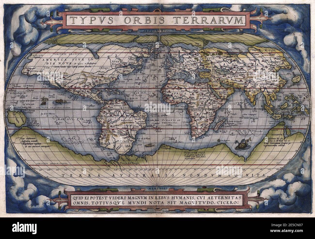 Antique world map by Abraham Ortelius, circa 1570 Stock Photo - Alamy