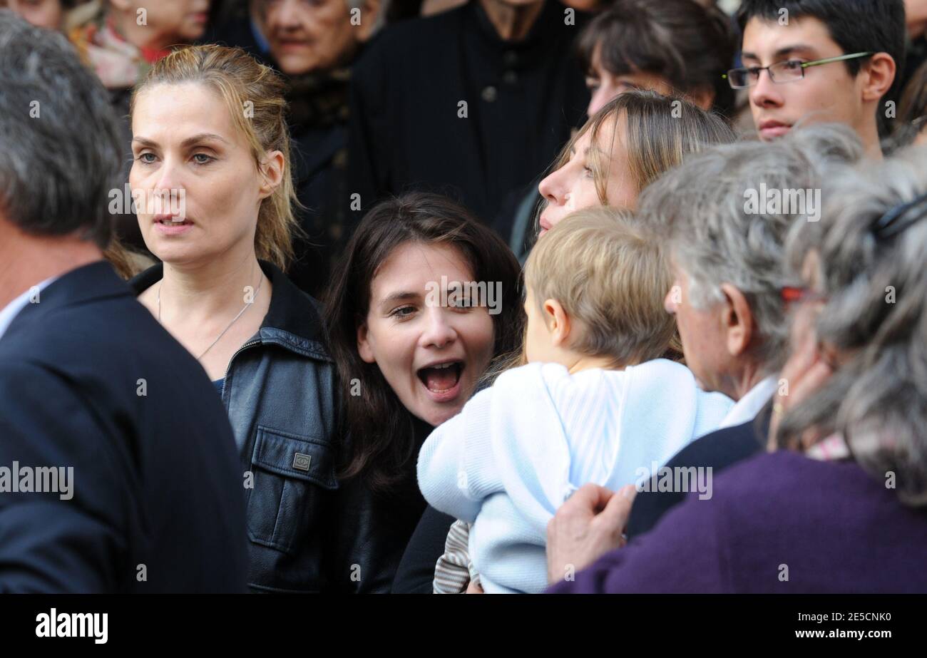 Emmanuelle, Marie-Amelie and Mathilde Seigner attend the funeral of ...