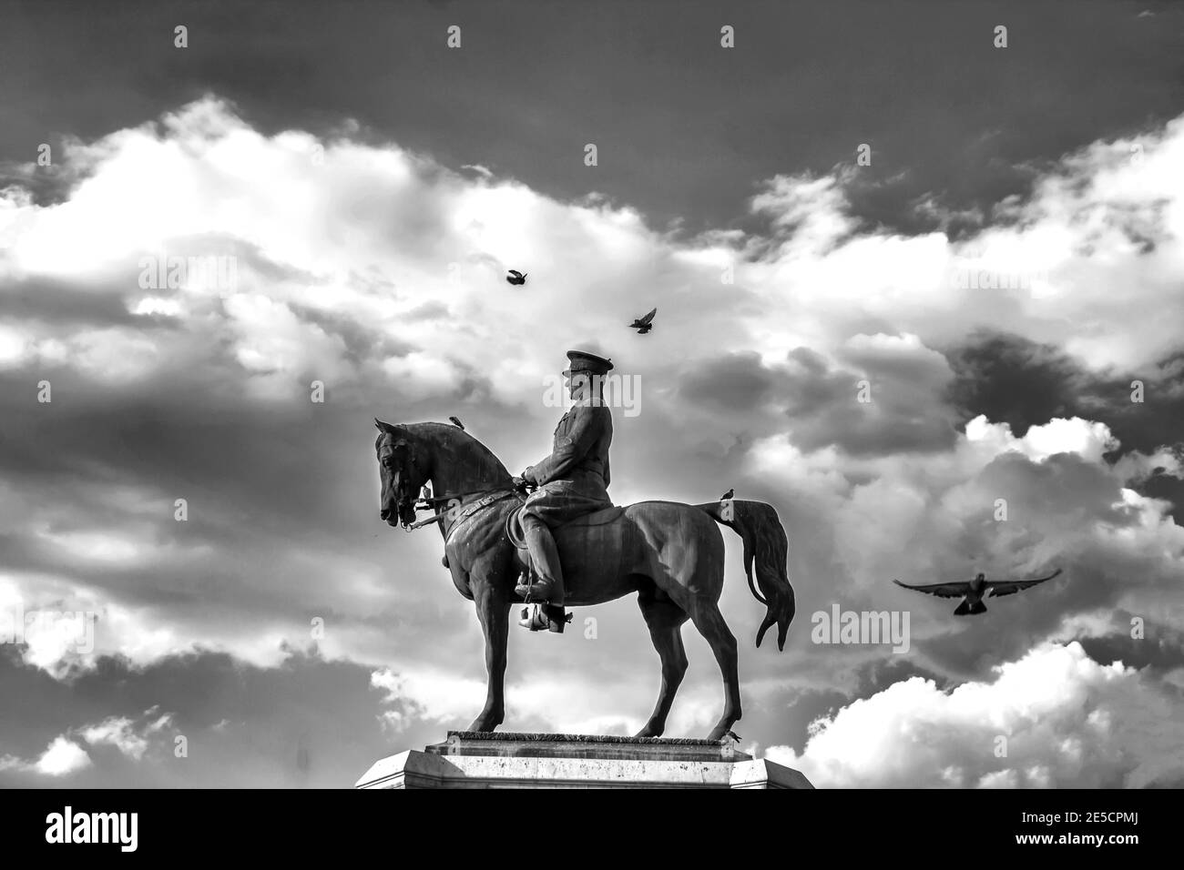 The statue of Ataturk and national flags of modern Turkey in Ulus ...