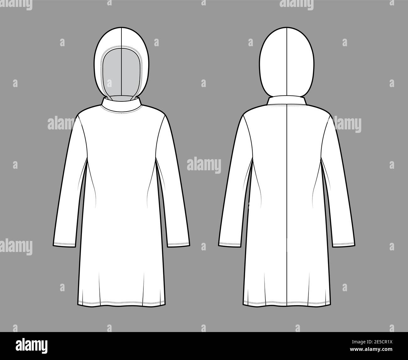 Modest hijab tunic technical fashion illustration with long sleeves ...