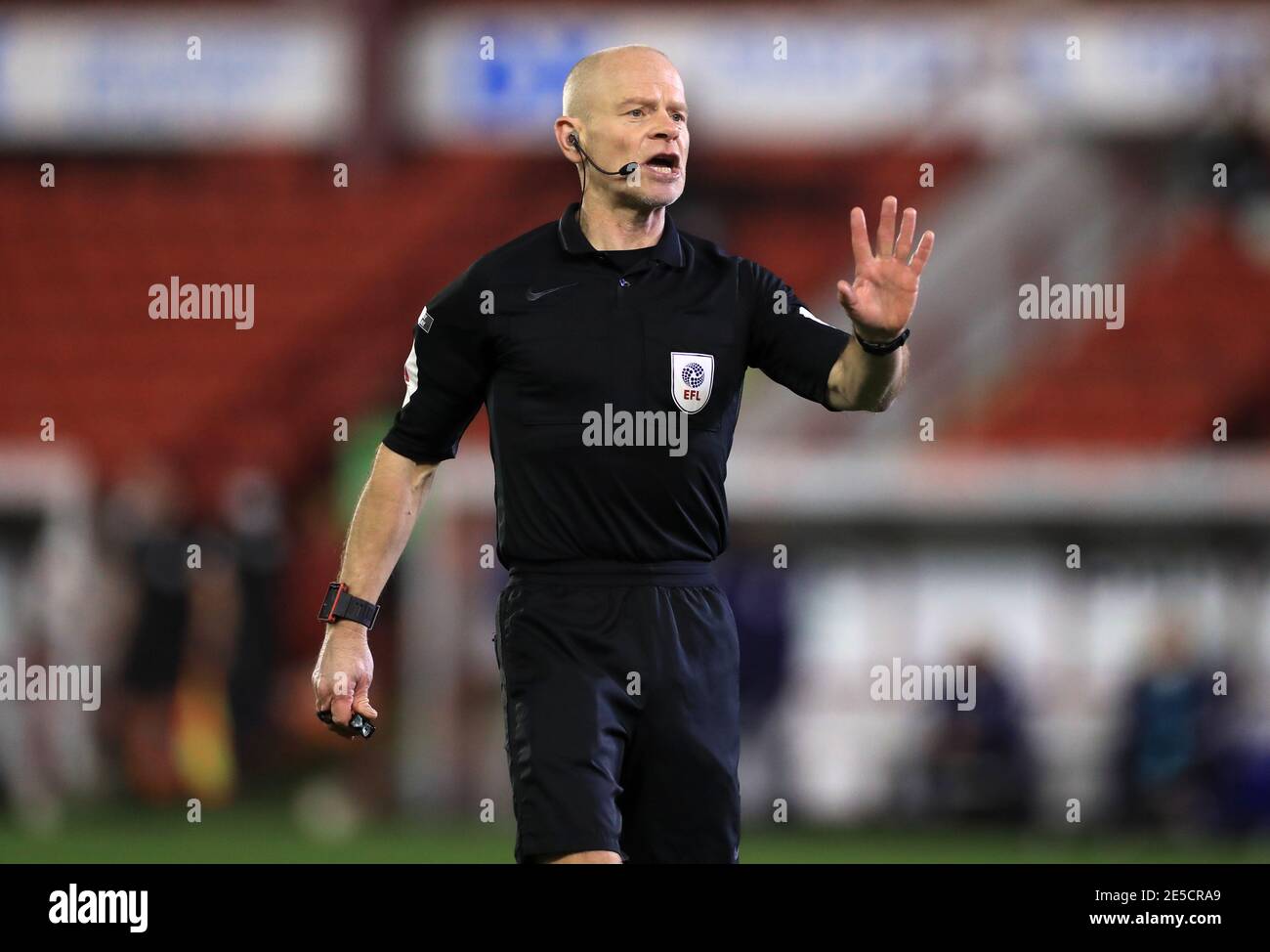 Referee Andy Woolmer during the Sky Bet Championship match at Oakwell ...