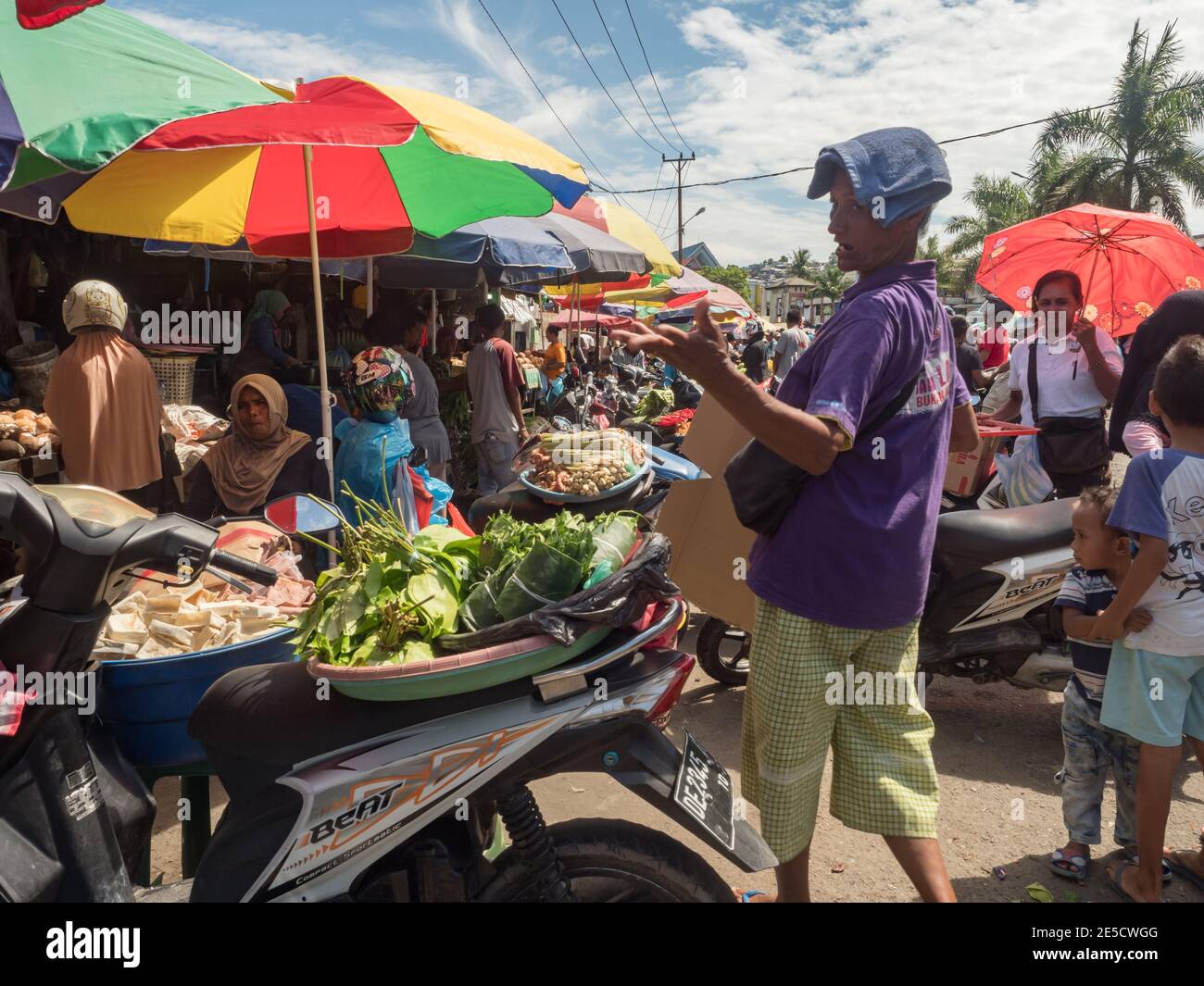 Ambon., Indonesia - Feb, 2018: Crowd of the local people selling and ...