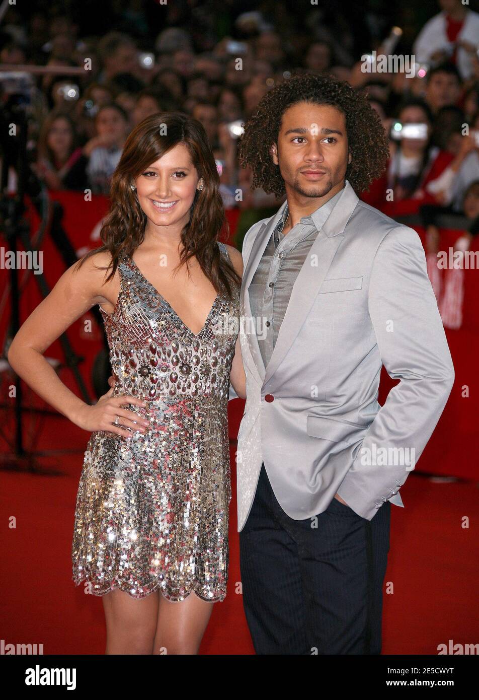Ashley Tisdale and Corbin Bleu arriving on a red carpet for 'High ...