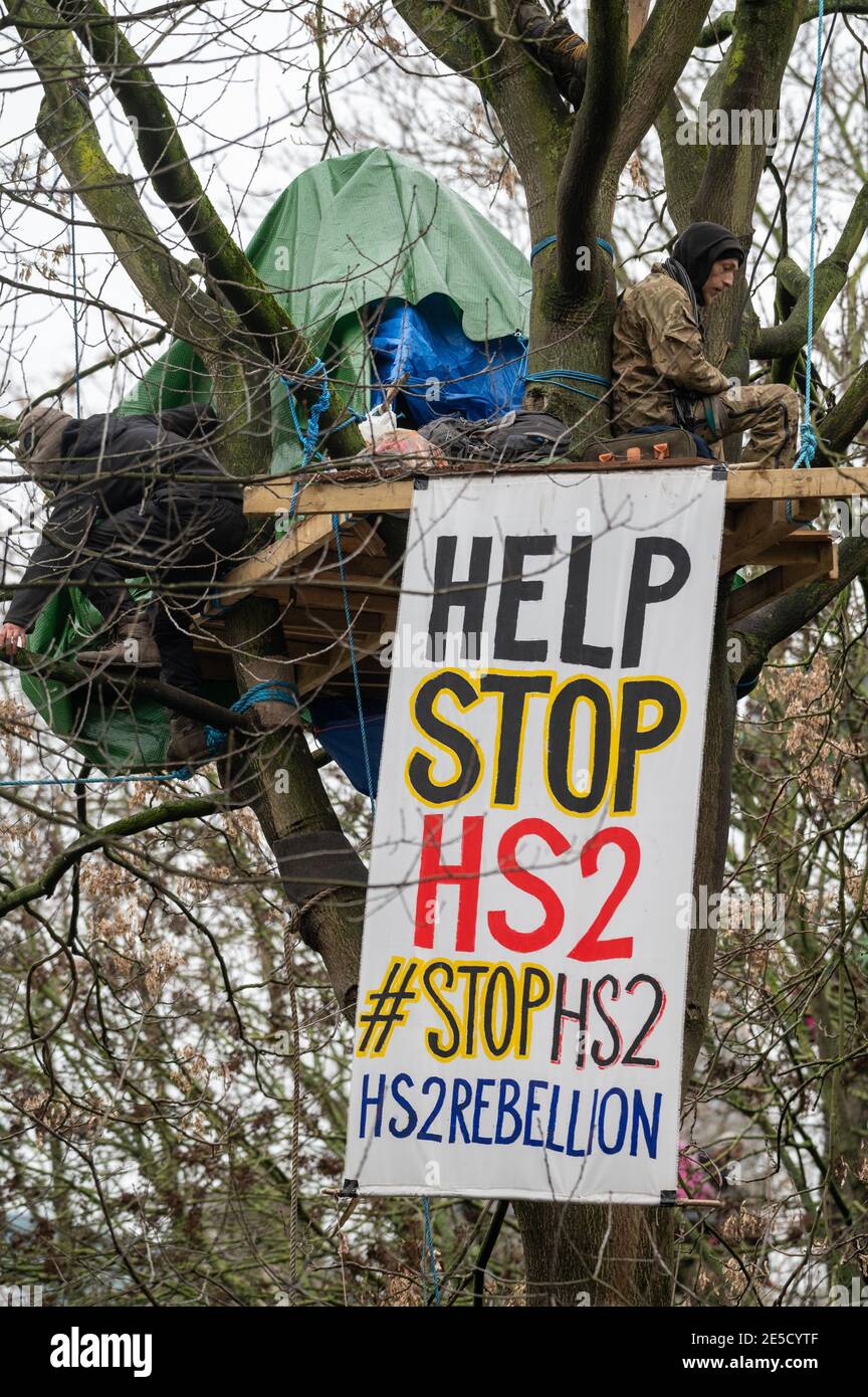 27 January 2021. London, United Kingdom. A group of HS2 Rebellion ...