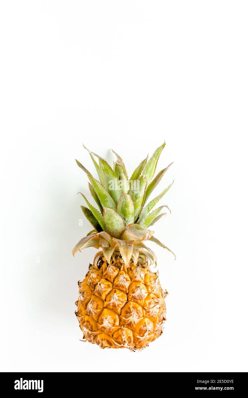 Top view pineapple isolated on white background with copy space for ...