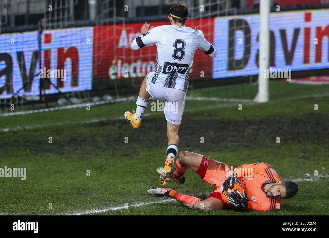 Charleroi's Ali Gholizadeh and OHL's goalkeeper Rafael Romo fight for ...