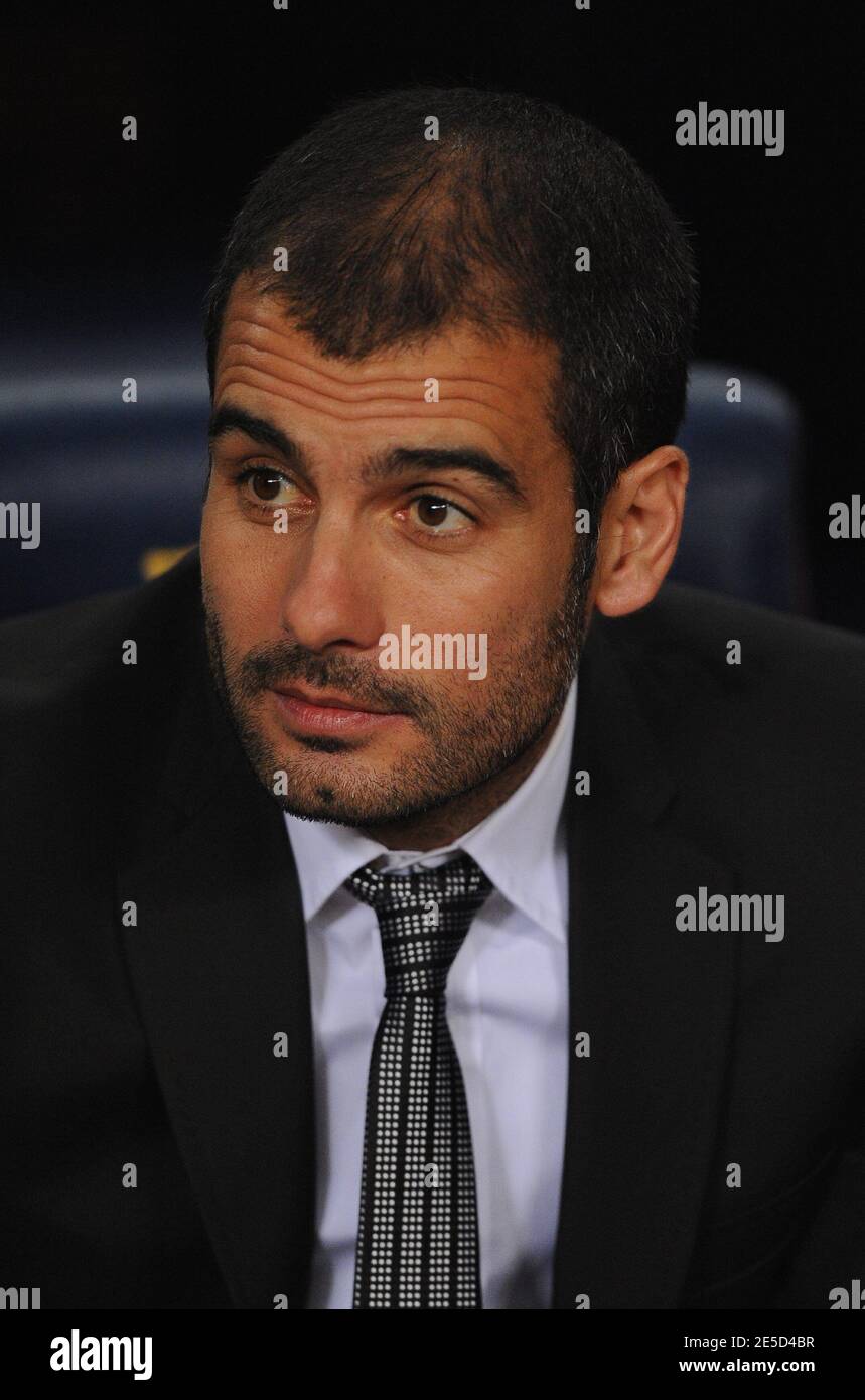Barcelona's coach Pep Guardiola during a Champions League Soccer match ...