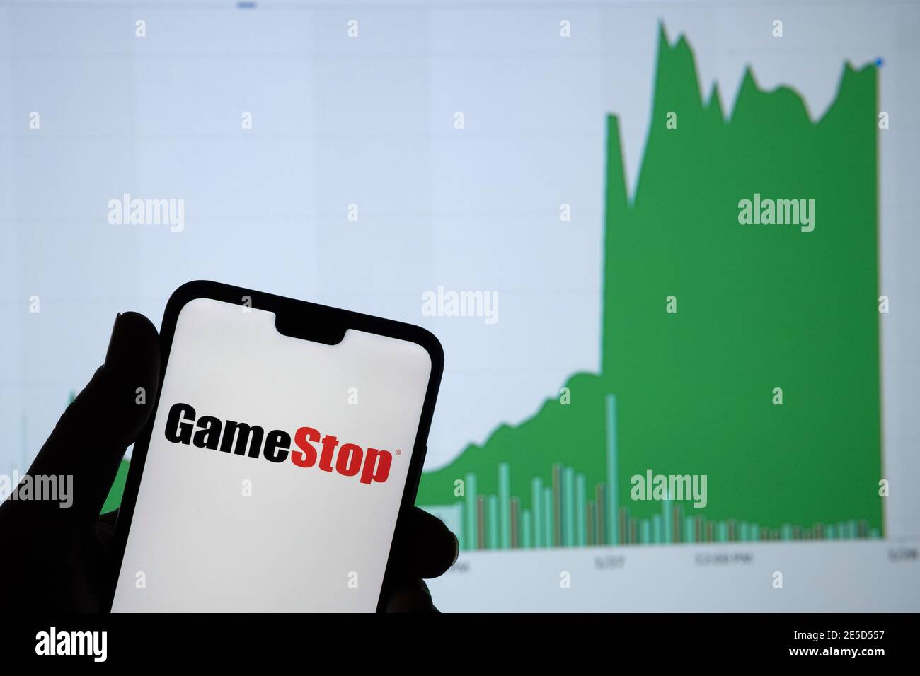 Gamestop retail company logo on the smartphone and its authentic stock ...