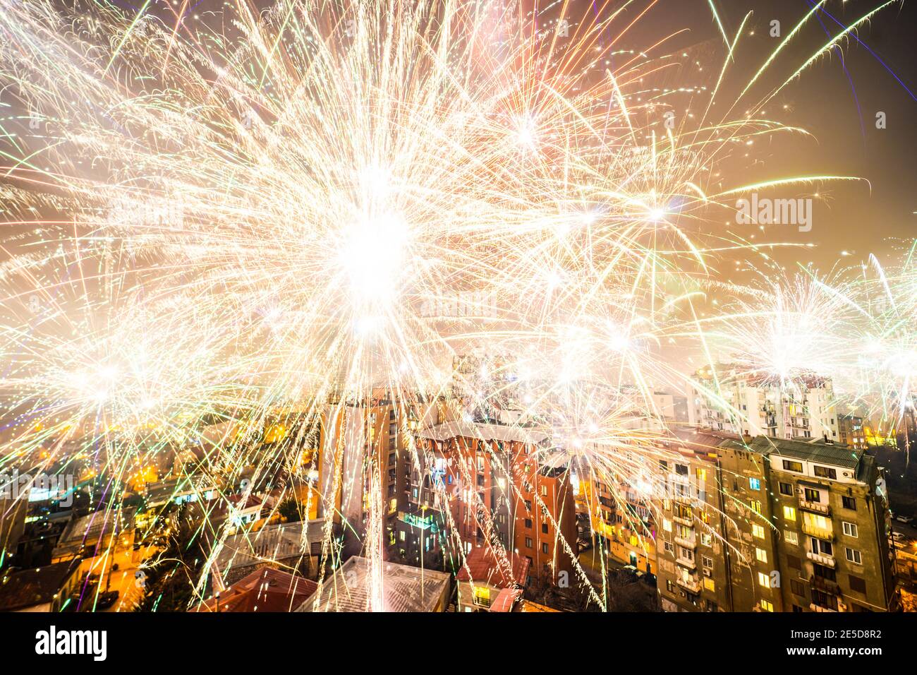 Fireworks over city at new year, Tbilisi, Georgia Stock Photo - Alamy