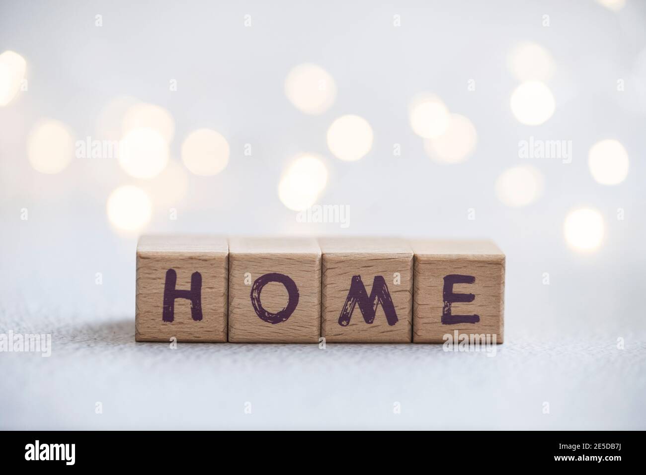 Word Home made from wooden building blocks Stock Photo - Alamy