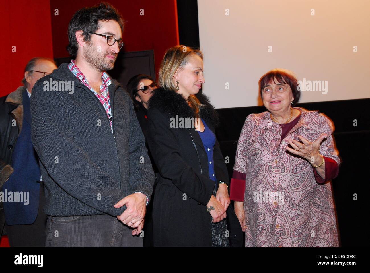 Director Agnes Varda (R) and her children Mathieu Demy and Rosalie ...