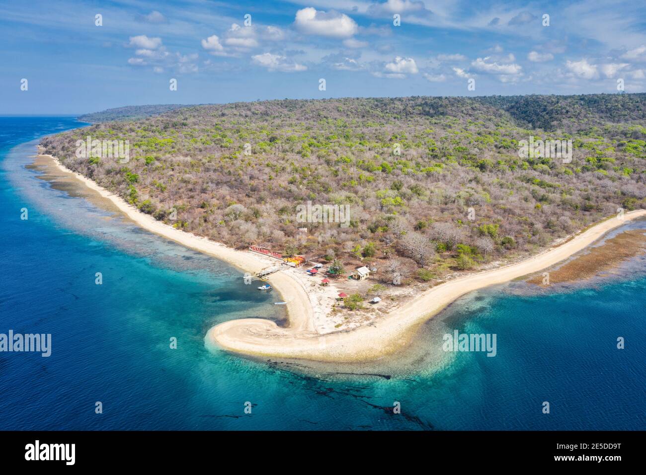 Aerial view of Tanjung Pasir beach, Moyo island, Sumbawa, Indonesia ...