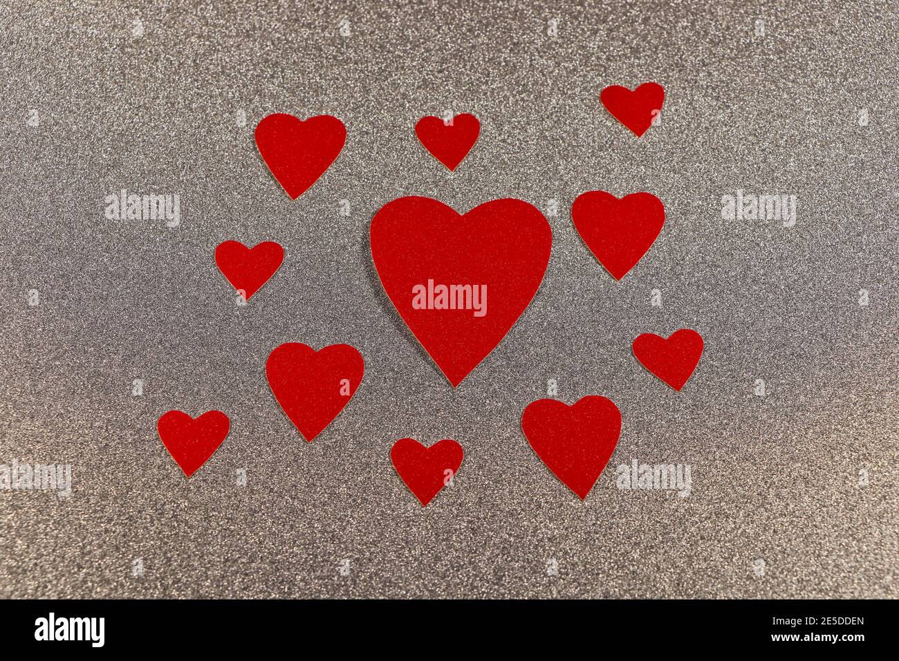 Red Hearts Cluster On Silver Abstract Background Design Stock Photo - Alamy