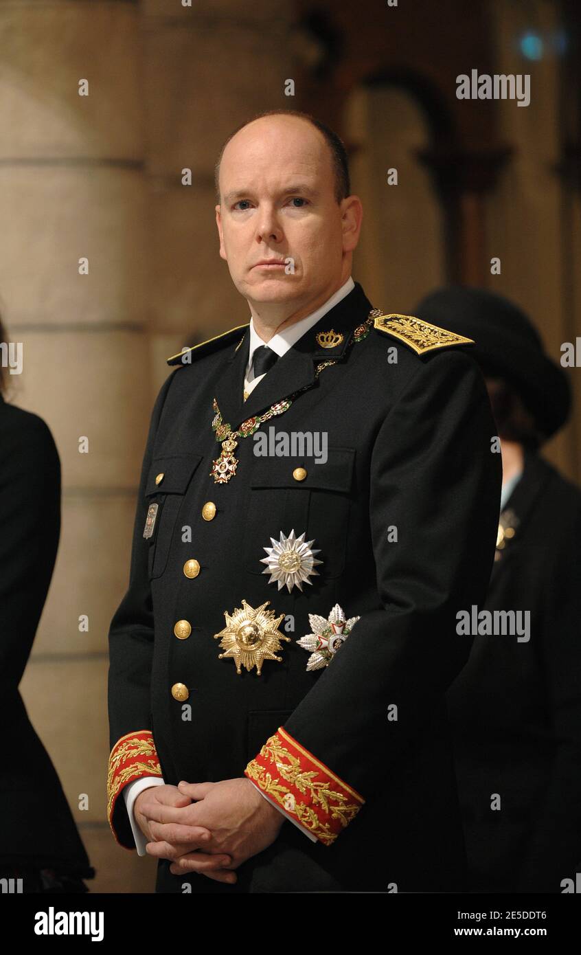 File photo : Prince Albert II of Monaco attending a mass in the ...