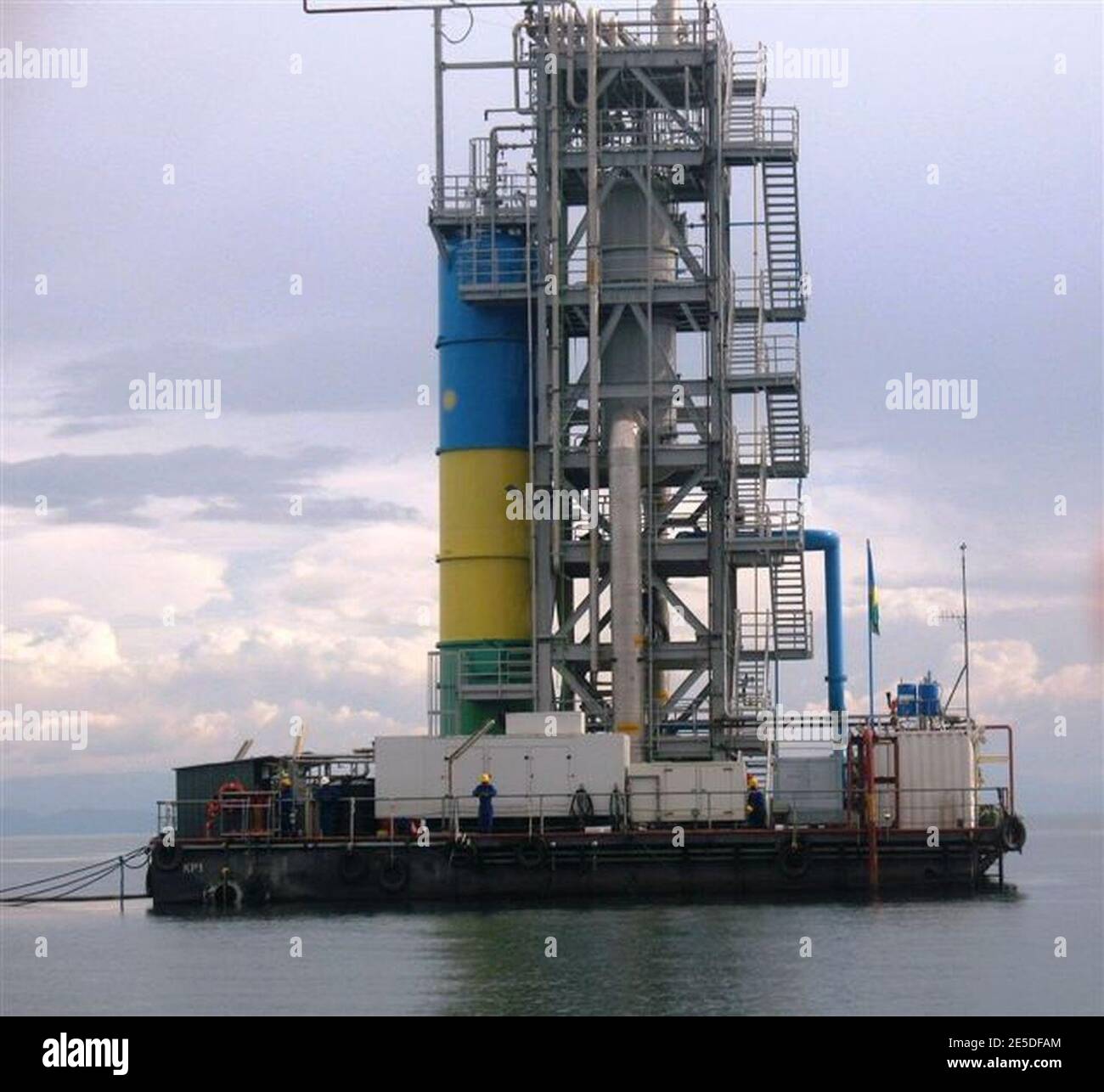 Methane extraction platform at Lake Kivu Stock Photo - Alamy