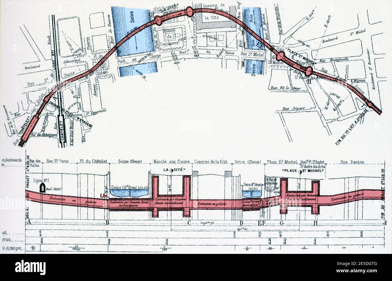 Metro de Paris - Ligne 4 - Traversees sous-fluviale - Profils en plan ...