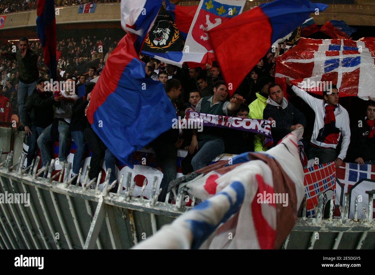Lyon's fans trying to strike me with their flags during the French ...