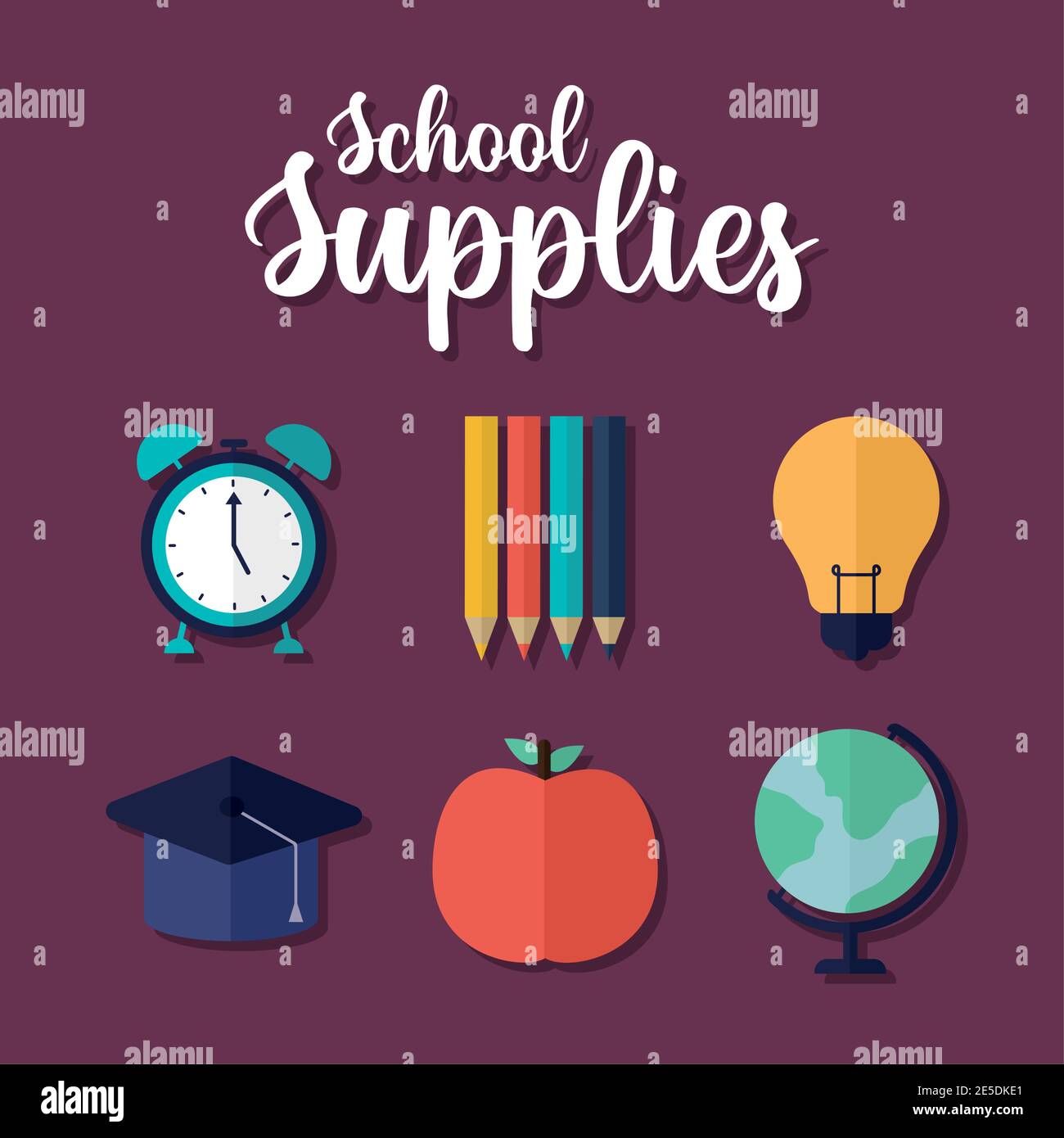 school supplies icons and school supplies lettering Stock Vector Image ...