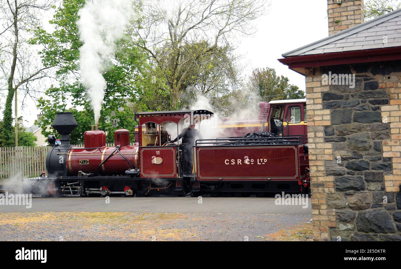 "Fiji" alongside "Castell Caernarfon" at Dinas Junction Stock Photo - Alamy
