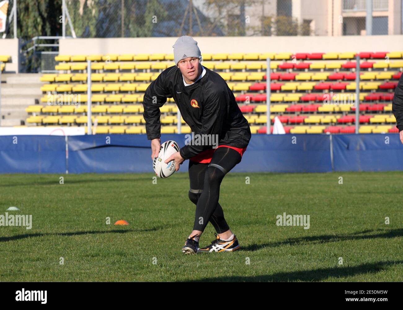 Catalans Dragon's Jason Ryles during the first training of the season ...
