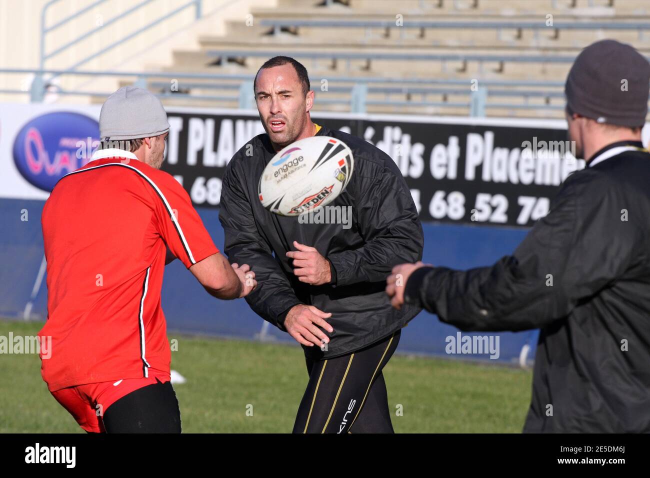 Catalans Dragon's Adam Mogg during the first training of the season of ...