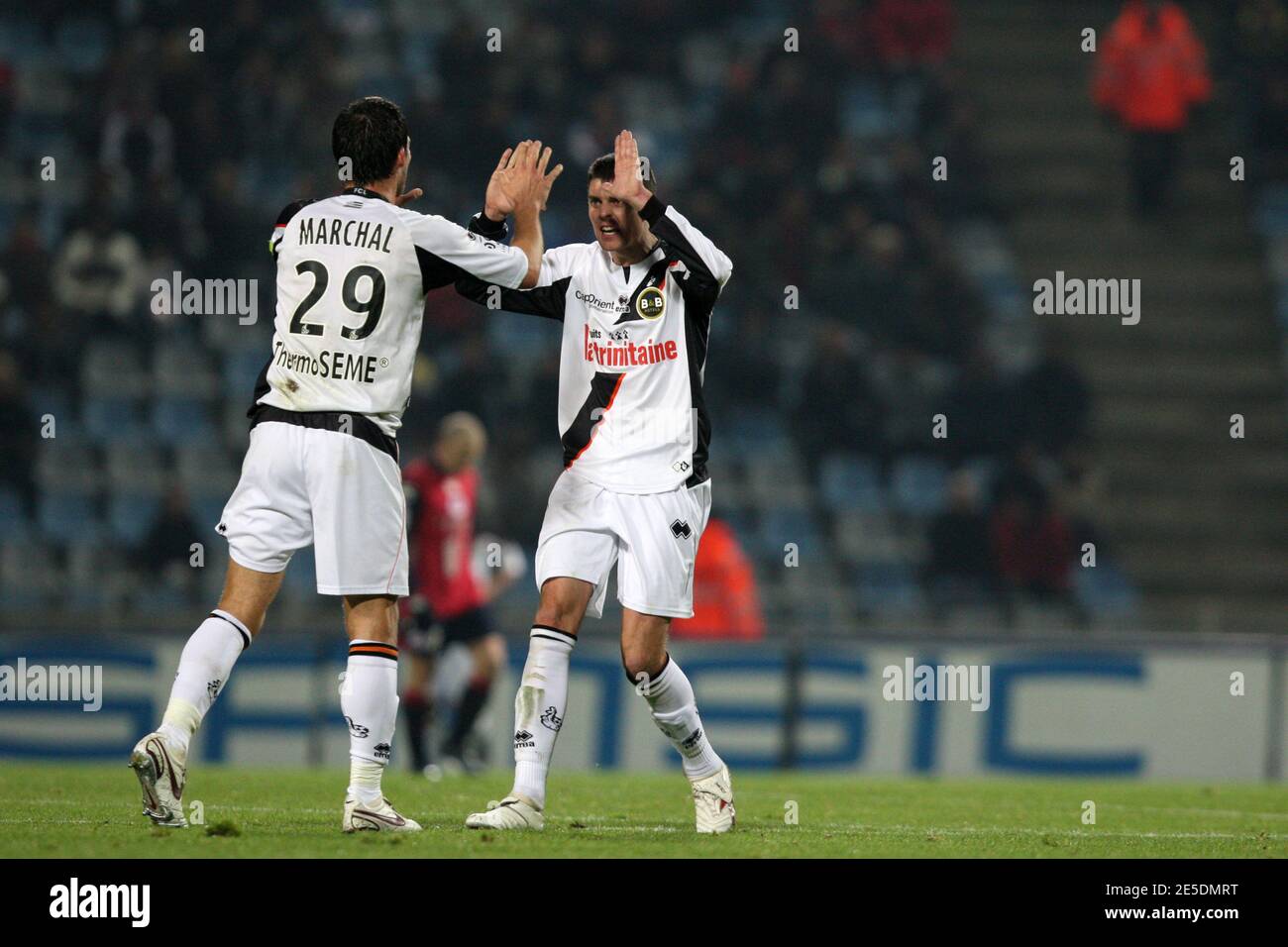 Lorient's Sylvain Marchal and Benjamin Genton during the French First ...