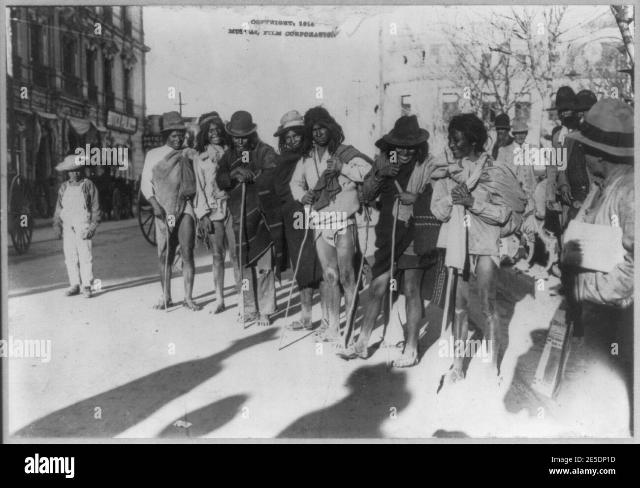 Mexican revolution, 1913-1914- poorly dressed Indians standing in a row ...
