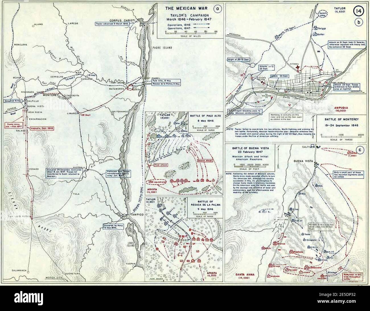 Mexican war map 14 Stock Photo - Alamy