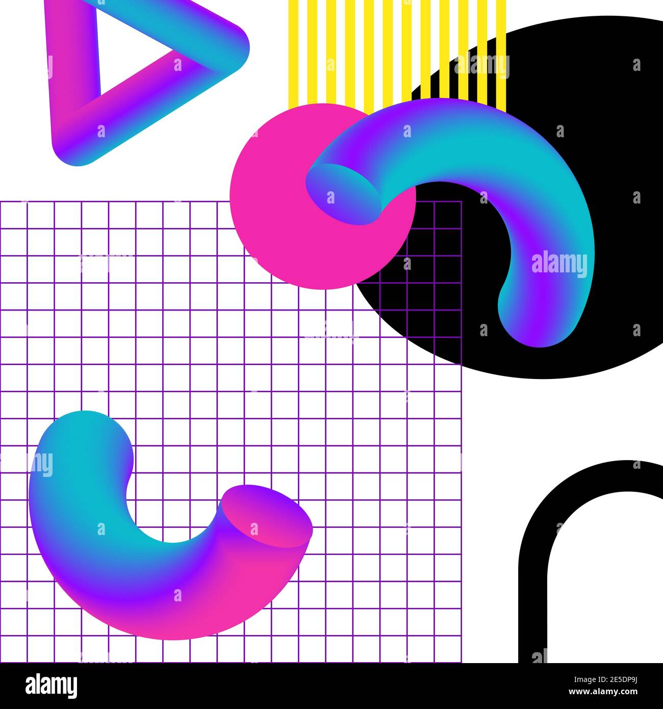 Vibrant 3d geometry and lines abstract collage. Vector design for ...