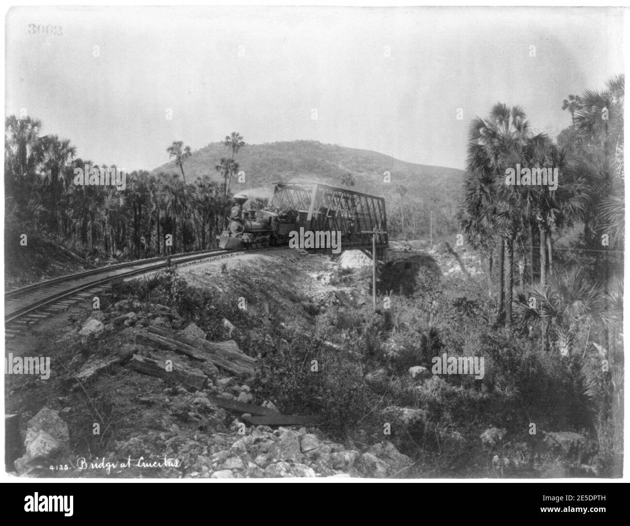 Mexico - Railroad scenes- Train crossing bridge at Crucitas Stock Photo ...