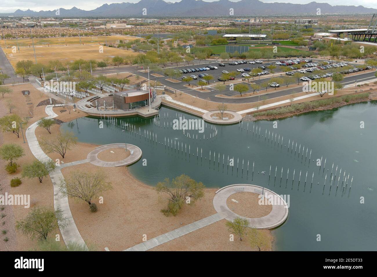 An aerial view of the USS Arizona Memorial Gardens at Salt River ...