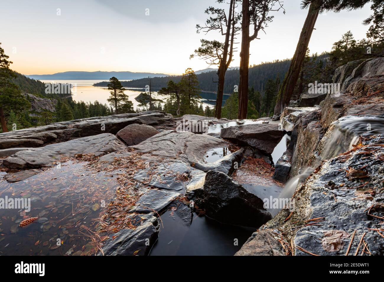 Sun rise landscape around the Emerald Bay of Lake Tahoe at Nevada, USA ...